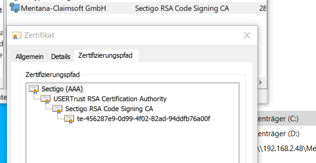 Sectigo (AAA) USERTrust RSA Certificate Authority Sectigo RSA Code ...